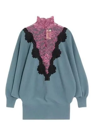 VALENTINO Valentino Wool-Lace High-Neck Sweater