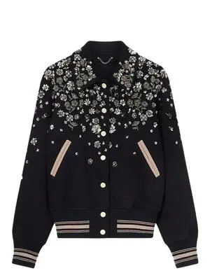 GOLDEN GOOSE Virgin Wool Floral Embellished Casual Jacket - Black