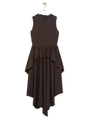 Loewe Asymmetric Draped Ruffled Waist Dress - Brown
