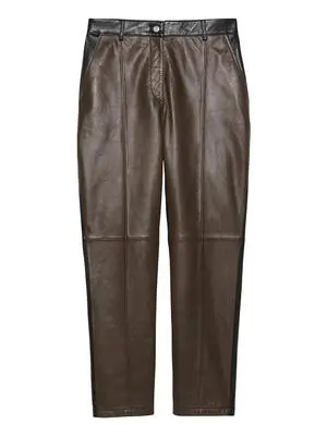 Max & Co. Leather Two-tone Straight Leg Trousers - Brown