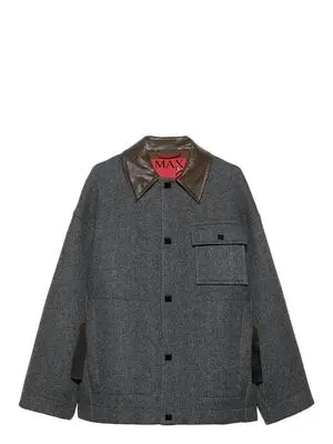 Max & Co. Virgin Wool Blend Coat With Sheepskin Collar - Black