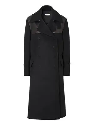 Fendi Wool And Leather Double-breasted Parka - Black