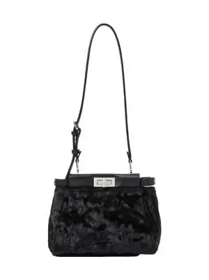 Fendi Peekaboo Xs Pony-effect Leather Bag - Black