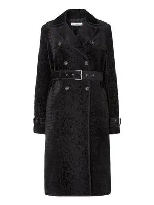 Fendi Animalia Velvet Trench Coat - Black