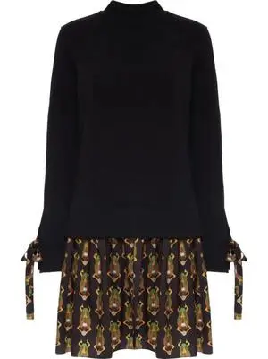 La DoubleJ Sporty Graphic-print Layered Minidress - Black