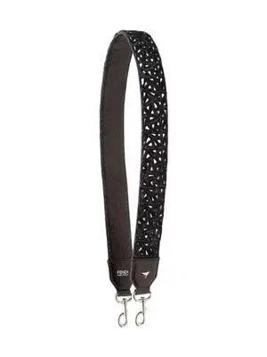 Fendi Leather Laser-cut Mirror Shoulder Strap - Black