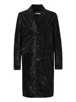 Fendi Cavallino-effect Leather Overcoat - Black