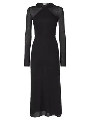 FENDI Fendi Long Sleeve Wool Yarn Midi Dress