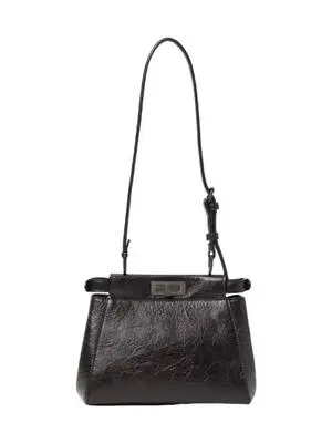 Fendi Crackled Leather Bag - Black