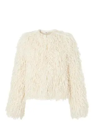 Fendi Long Pile Cashmere And Mohair Jacket - Ivory