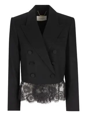 Zimmermann Valiant Lace Cropped Blazer - Black