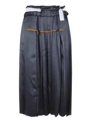 MAISON MARGIELA Pleated Raw-hem Midi Skirt - No