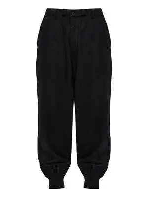Yohji Yamamoto Ribbed Cuff Tapered Pants - Black