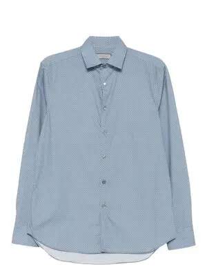 Canali Long-sleeve Collared Shirt Blue