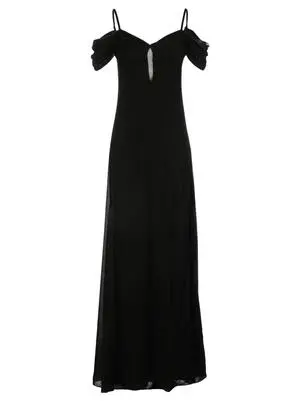 SAINT LAURENT Saint Laurent Off-the-Shoulder Maxi Dress With V-Neck