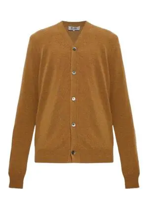 Play Comme Des Garcon Ribbed V-neck Knit Top - Brown