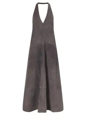 ST. AGNI Halterneck Sleeveless Maxi Dress - Grey