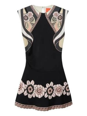 La DoubleJ La Double J Floral Print Mini Dress Black