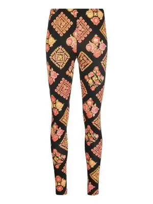 La DoubleJ Floral Check Leggings - Black