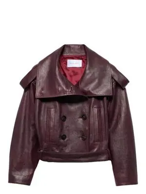 7 For All Mankind 7 For All Mankind Double-Breasted Leather Jacket Red