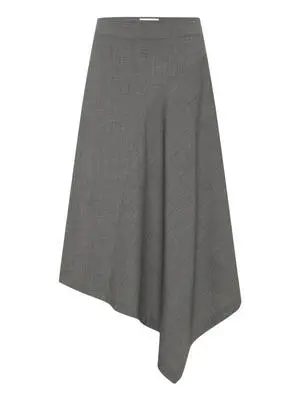 ST. AGNI Curved Patchwork Midi Skirt - Pumice