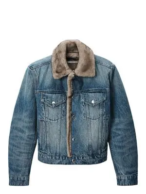 Alexander Wang Faux Fur Lined Denim Trucker Jacket - Medium Indigo
