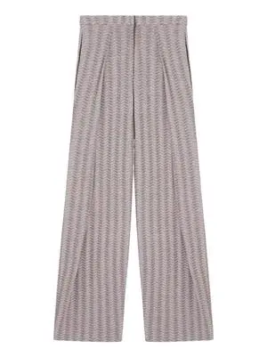 Emporio Armani Jacquard Wide-leg Trousers - Beige