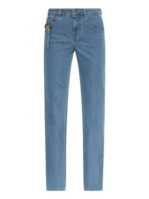 Versace Slim-fit Buckle Detail Jeans - Blue