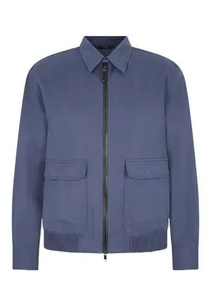 Brioni Linen-cotton Blend Zip-up Shirt Jacket - Blue