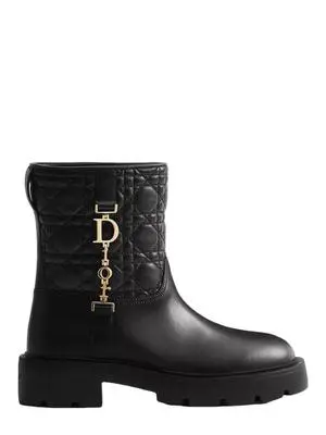 Dior Diorly Ankle Boots With Gold-tone Logo - Black