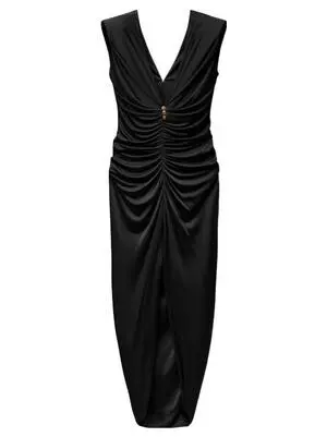 Versace Draped Gown With Medusa Hardware - Black