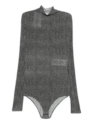 MAISON MARGIELA Maison Margiela Long-Sleeve Bodysuit With Herringbone Print Grey