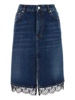 Stella McCartney Lace Detailed Denim Skirt - Blue