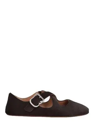 Alaïa Criss-cross Ballet Flats In Haircalf - Chocolate-colored