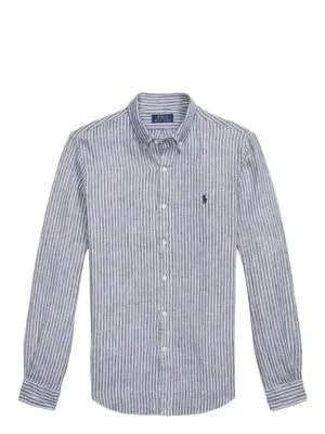 Polo Ralph Lauren Logo Embroidered Striped Shirt - Blue