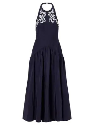 ALEMAIS Dillon Halterneck Maxi Dress - Blue