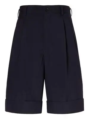 Comme Des Garçons Pleated Wool Shorts - Navy