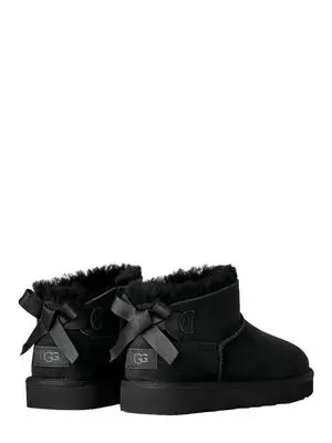 UGG UGG Bailey Bow Ultra Mini Sheepskin Boots Black