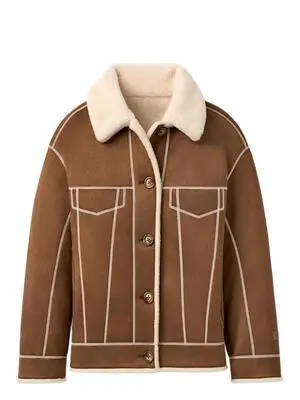 UGG Frankie Reversible Trucker Jacket - Dark Chestnut/cream