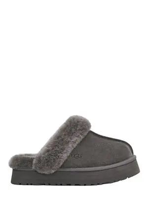 UGG UGG Disquette Sheepskin Slippers With Platform Sole Charcoal