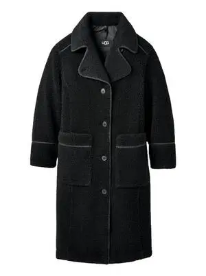 UGG UGG® Fleece Plush Coat With Contrast Stitching Black