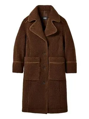 UGG UGG® Fleece Plush Coat With Contrast Stitching Deep Nutmeg