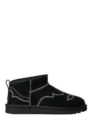 UGG UGG Classic Ultra Mini Western Sheepskin Boots Black