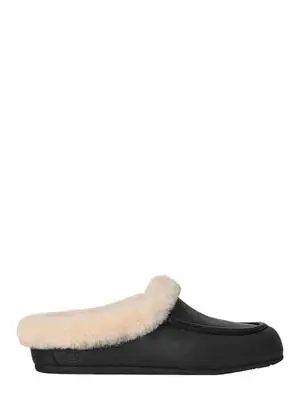 UGG Ansley Mule Lthr Sheepskin Slippers - Black