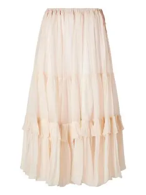 Chloé Silk Mousseline Maxi Skirt - Pink