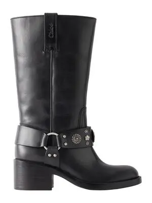 Chloé Dakota Stud-embellished Leather Knee High Boots - Black