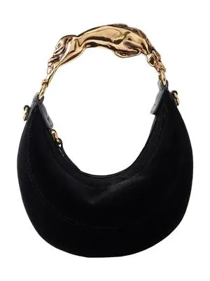 Chloé Chain Horse Velvet Shoulder Bag - Black