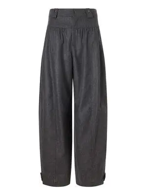 Chloé Flannel Wool And Cashmere-blend Wide-leg Pants - Dark Gray