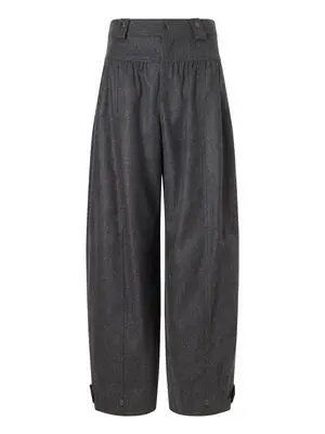 Chloé Flannel Wool And Cashmere-Blend Wide-Leg Pants Gray