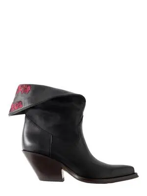 Chloé Azelan Embroidered Ankle Boots - Black